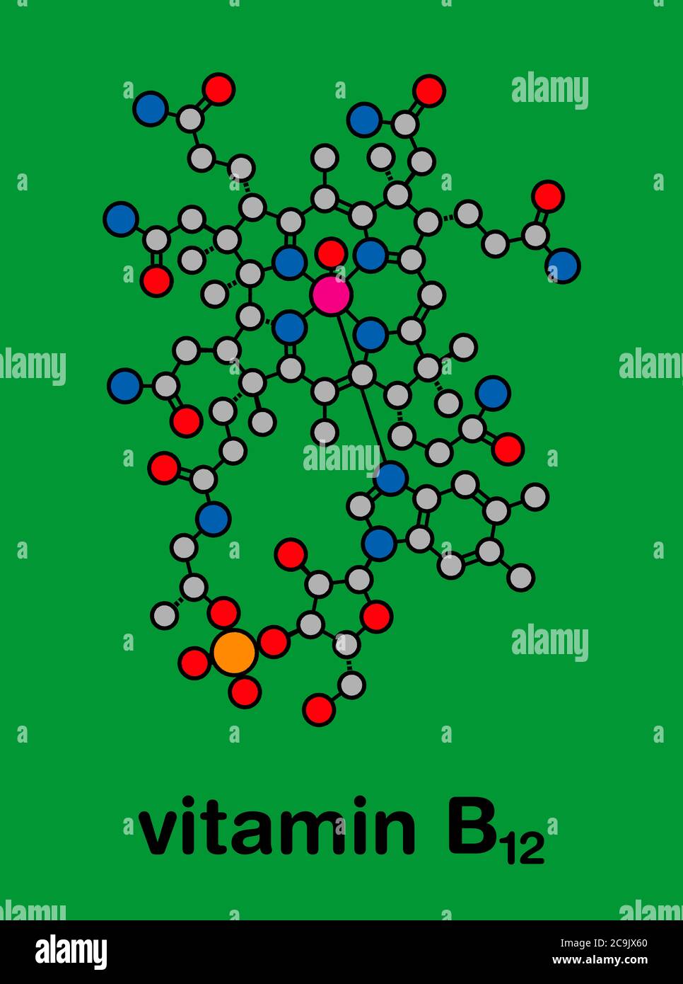 Hydroxocobalamin vitamin B12 molecule. Often given therapeutically in ...