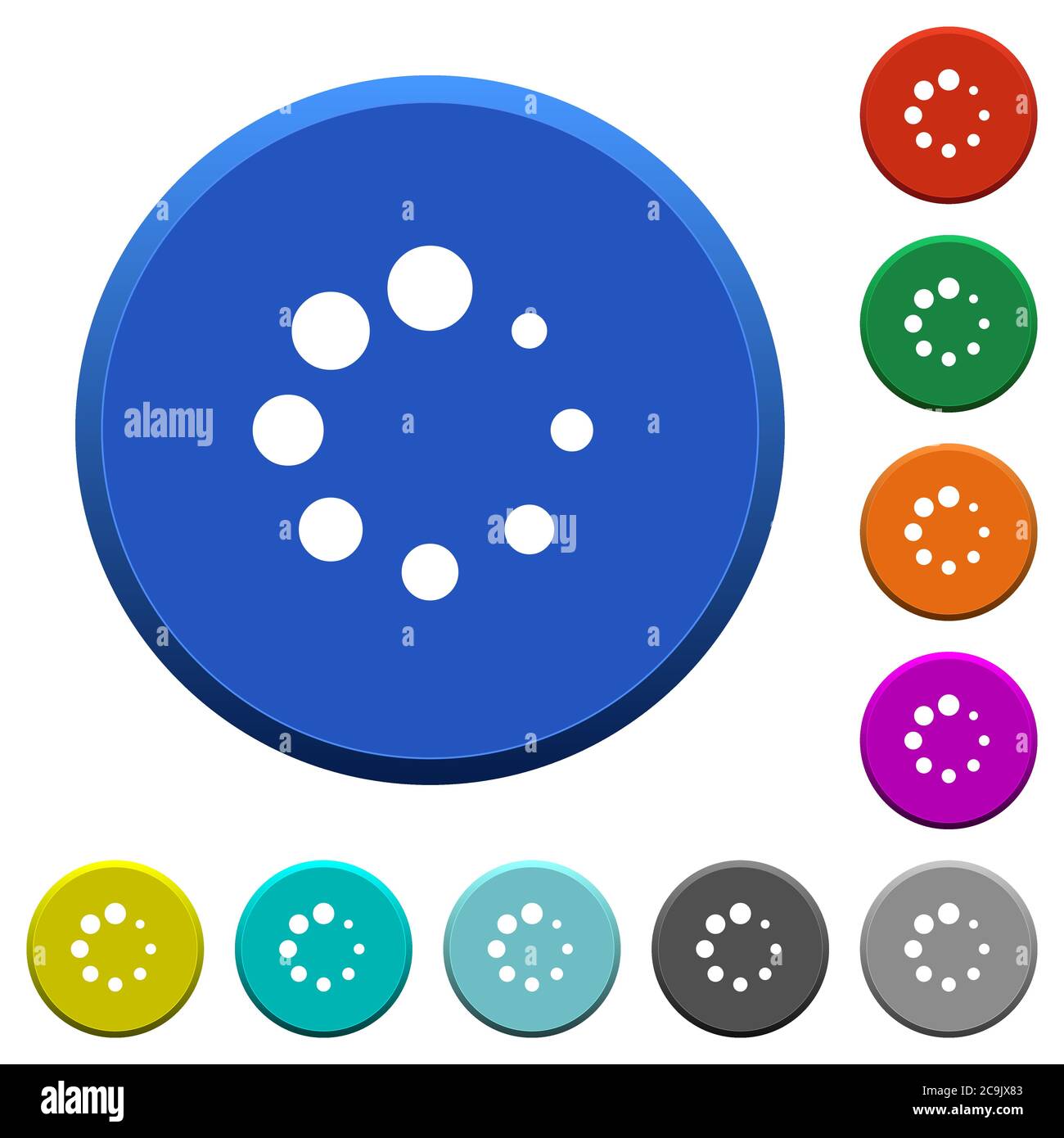 Preloader symbol round color beveled buttons with smooth surfaces and ...