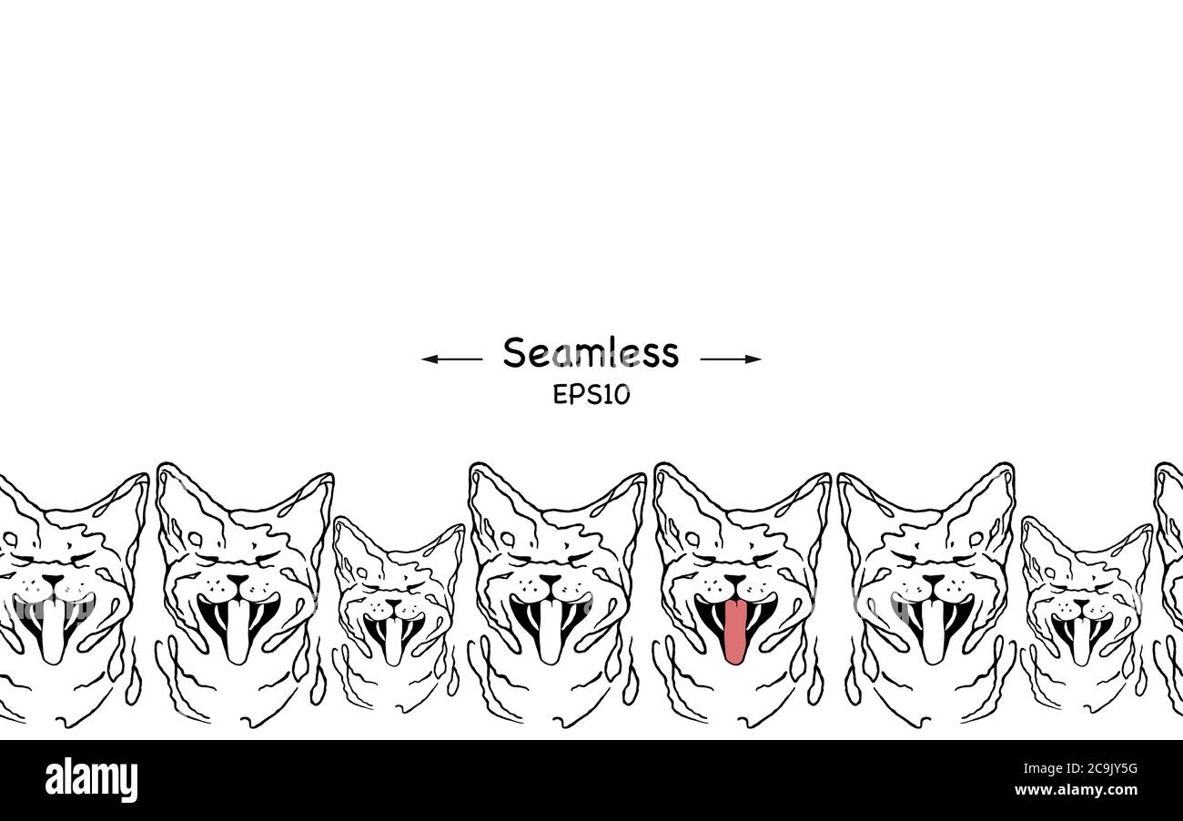 Funny cat laughing/Vector seamless illustration/ simple line design ...
