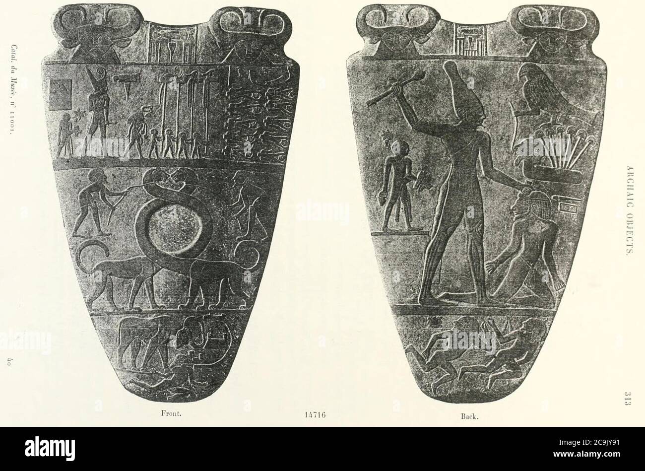 James Quibell. Archaic objects. Green slate. Palette 14716. 1904 Stock ...