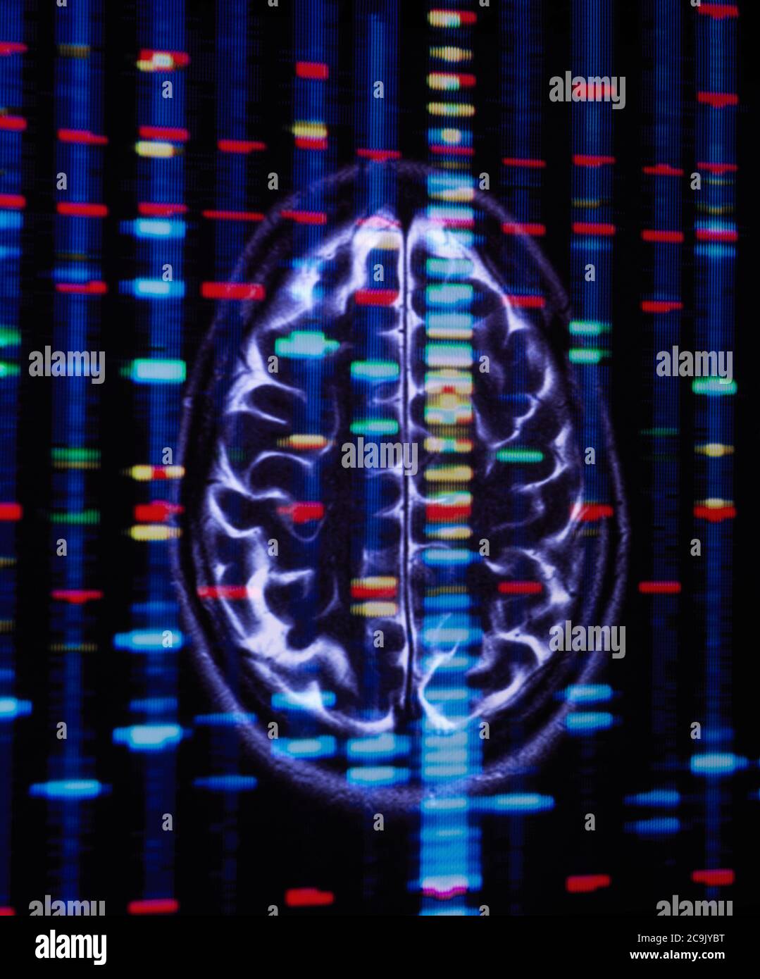 Genetic research, conceptual image. Multi exposure of a DNA ...