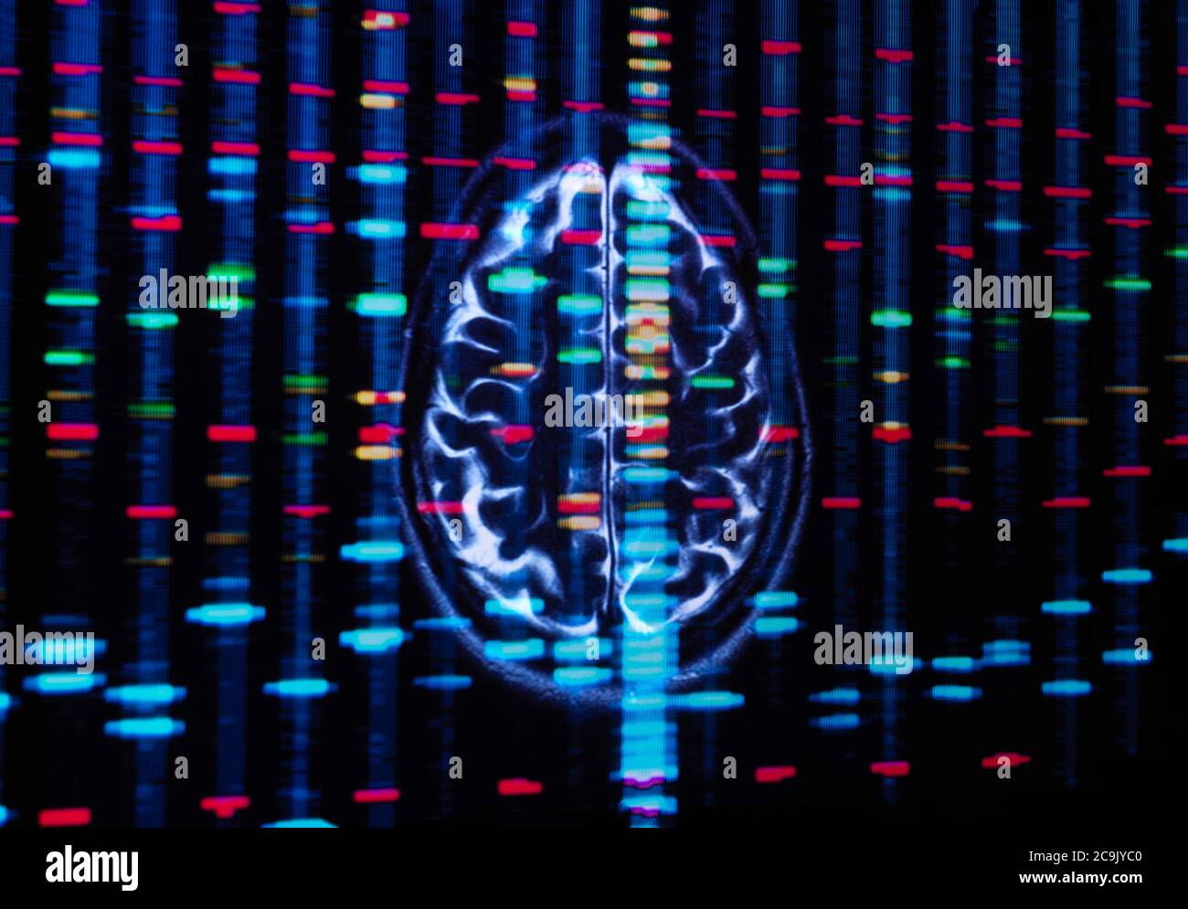 Genetic research, conceptual image. DNA (deoxyribonucleic acid) profile ...