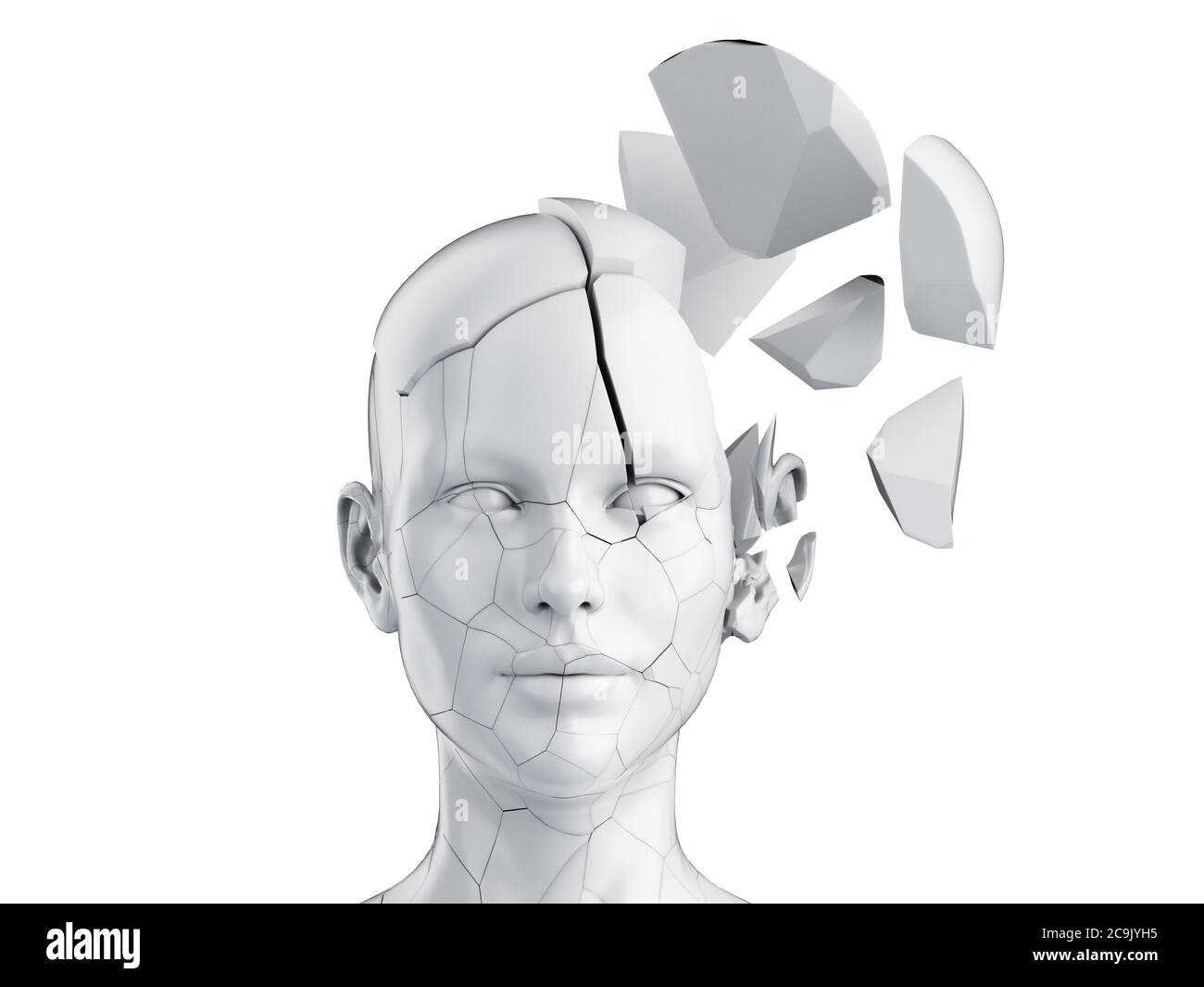 Broken female head, illustration Stock Photo - Alamy