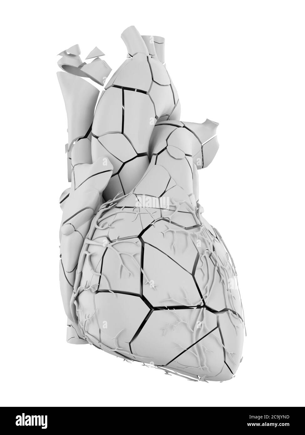 3d illustration of broken heart Black and White Stock Photos & Images ...