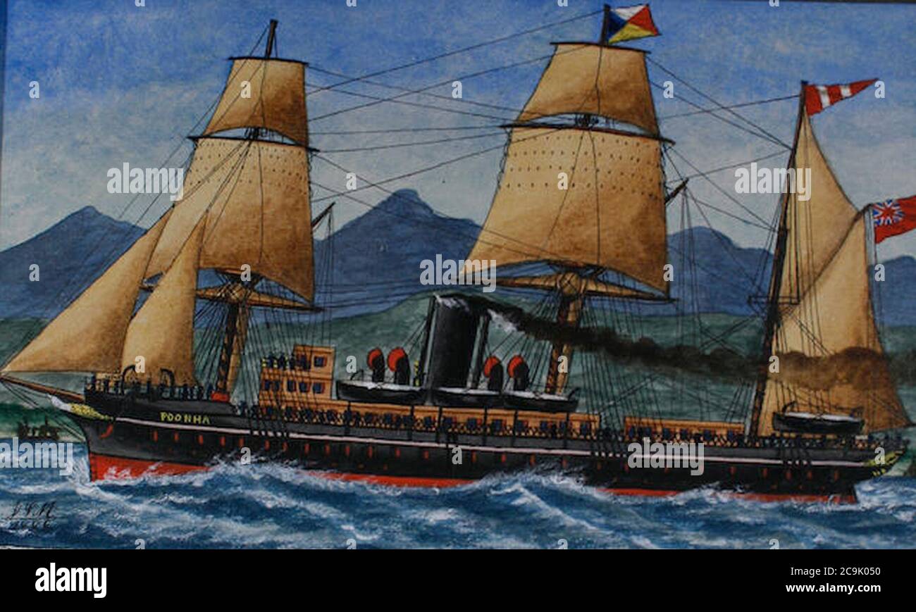 James Scott Maxwell - 'Poonah' - a portrait of a steam sailing ship ...