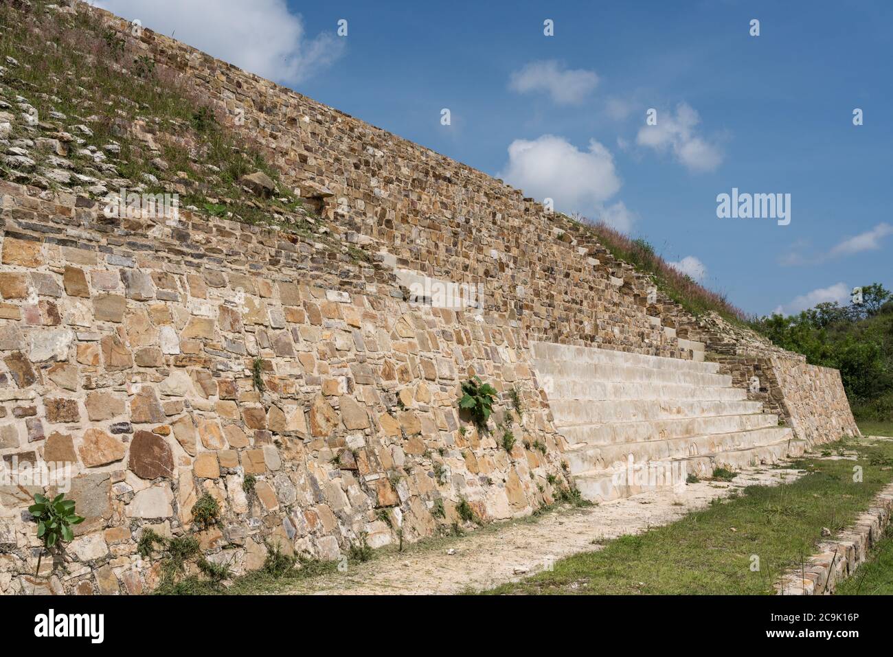Stairway of the Main Building on Plaza A in the ruins of the Zapotec ...