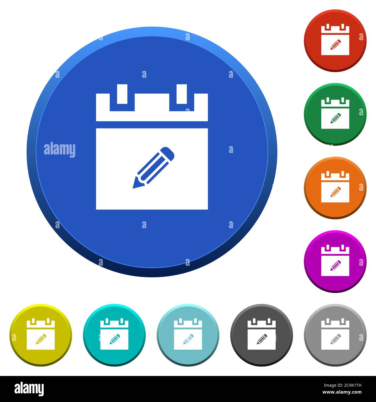 Edit schedule item round color beveled buttons with smooth surfaces and ...