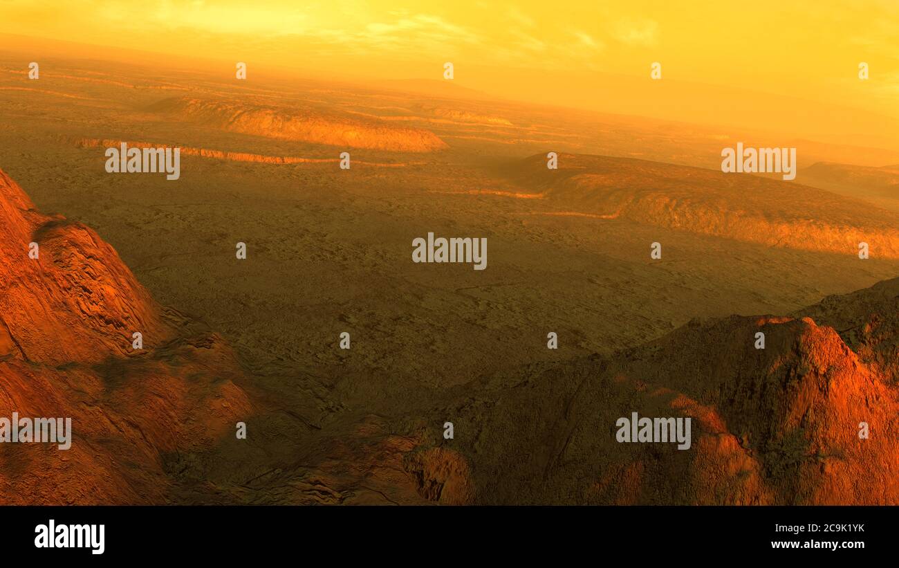 Illustration of pancake domes on Venus. These are volcanic features ...