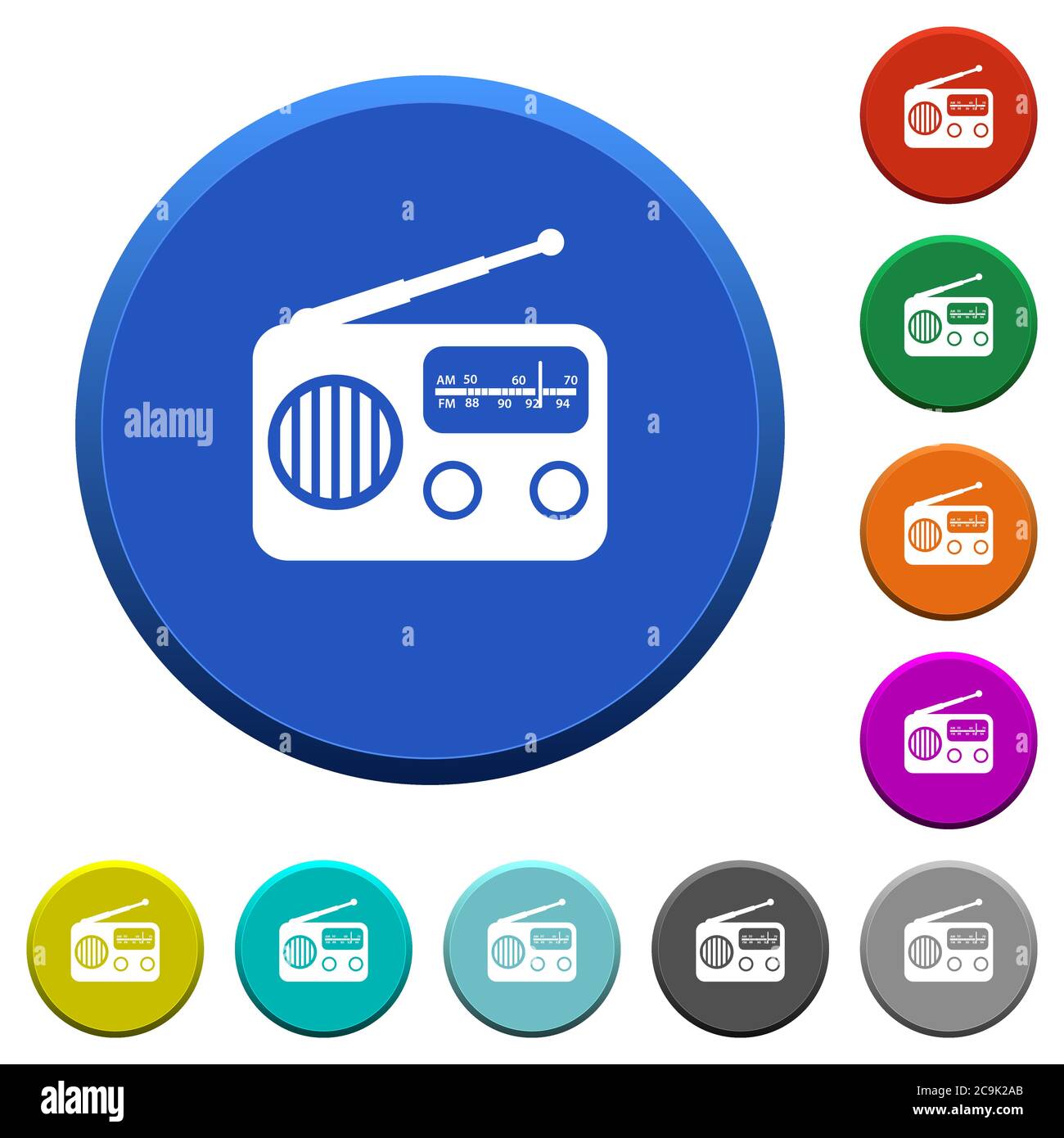 Vintage retro radio round color beveled buttons with smooth surfaces ...