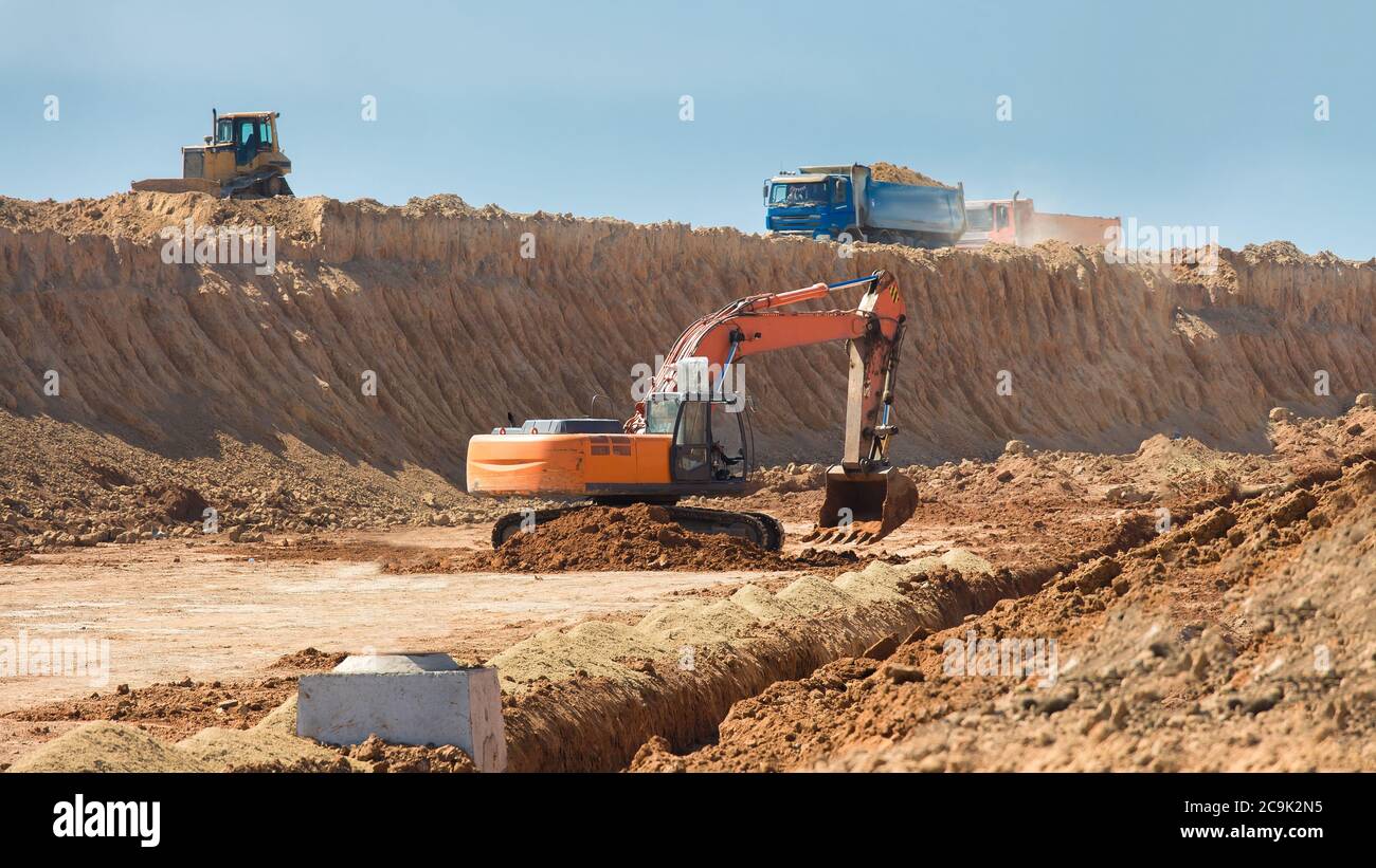 construction equipment for the building of a drainage system excavator ...