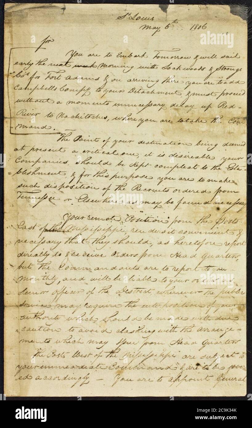 James Wilkinson letter to Thomas H. Cushing, 1806 Stock Photo - Alamy