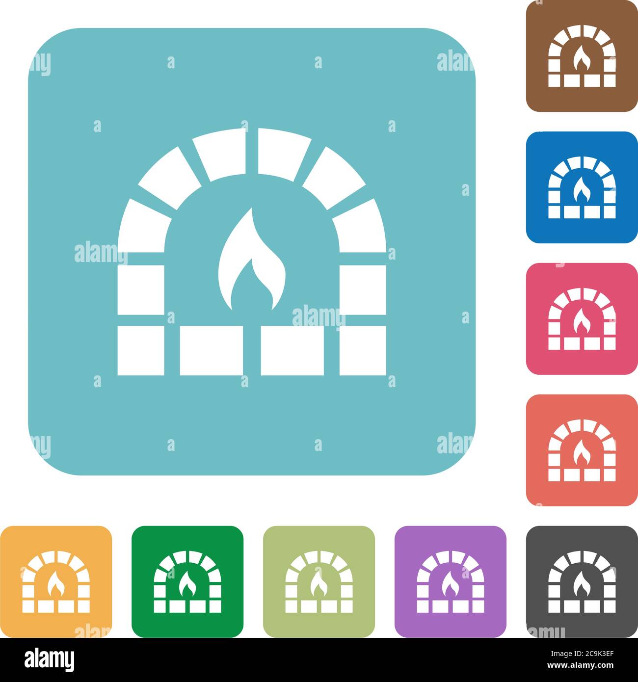 Stone oven white flat icons on color rounded square backgrounds Stock Vector Image & Art - Alamy