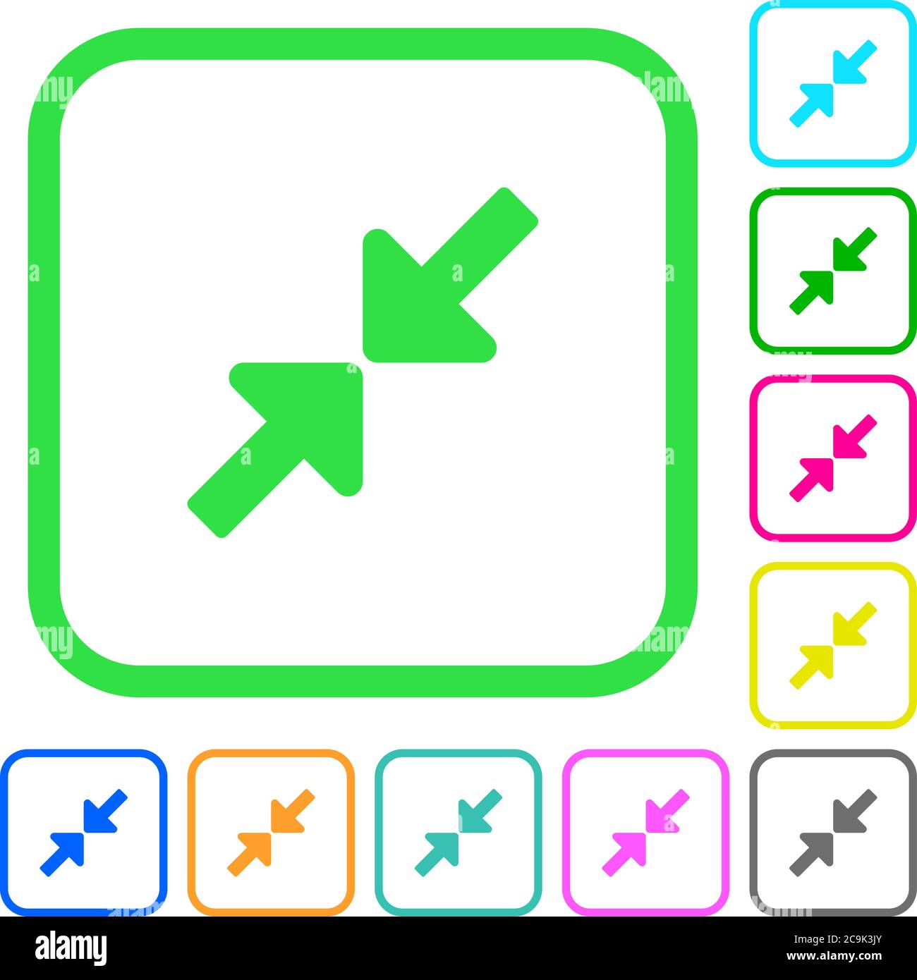 Resize small vivid colored flat icons in curved borders on white ...