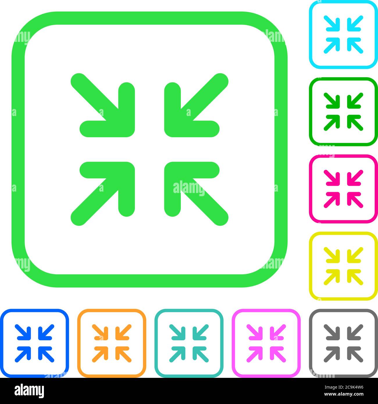 Minimize arrows vivid colored flat icons in curved borders on white ...