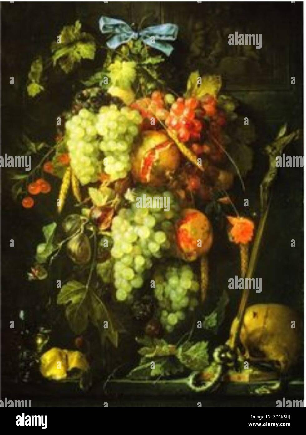 Jan Davidsz de Heem - Still Life with Grapes, Skull and a Crucifix ...