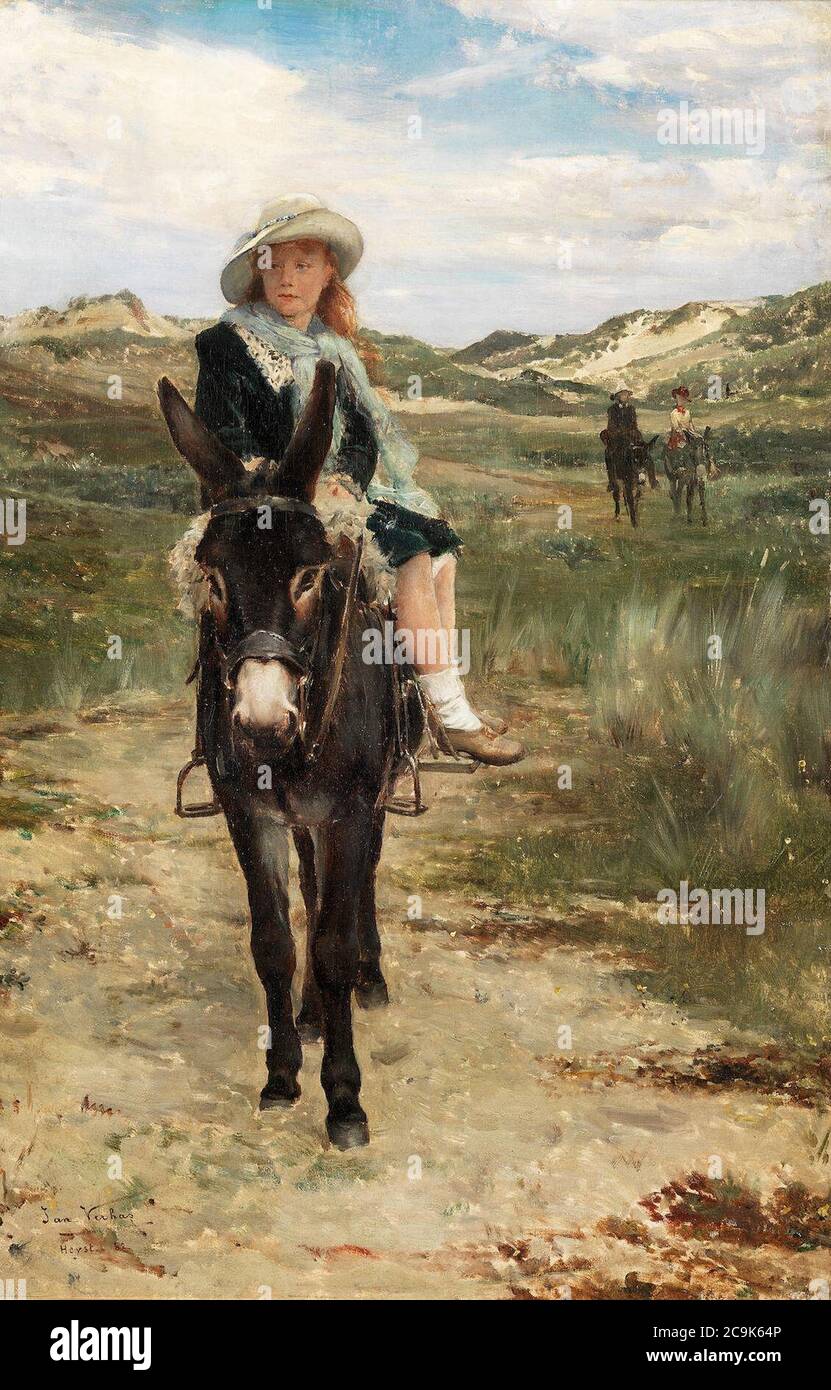Jan Frans Verhas - The artist's daughter Martha, riding a donkey Stock ...