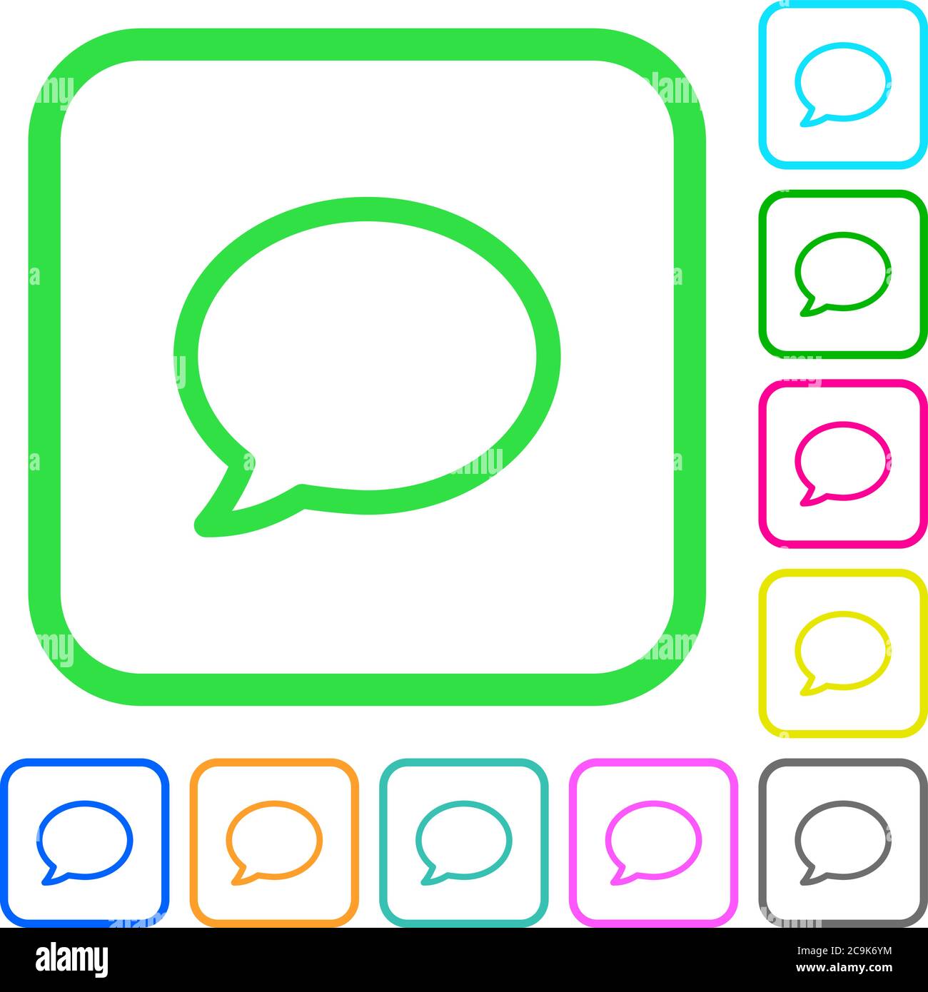 Empty comment bubble vivid colored flat icons in curved borders on white background Stock Vector ...