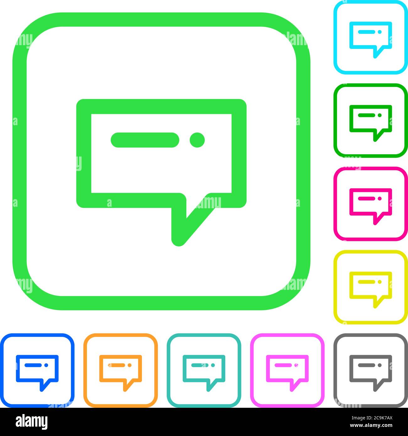 Typing message vivid colored flat icons in curved borders on white ...