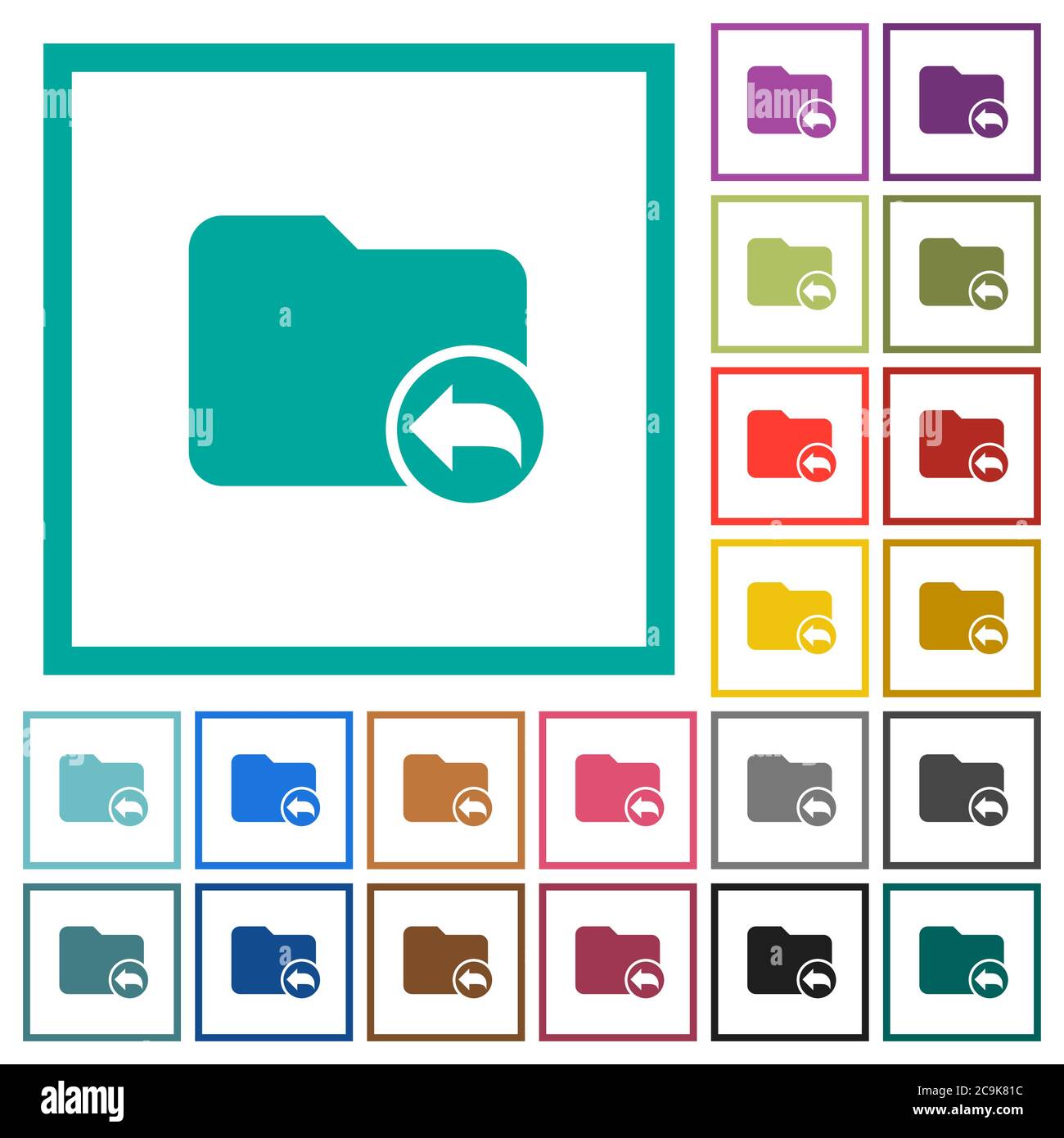 Parent directory flat color icons with quadrant frames on white ...