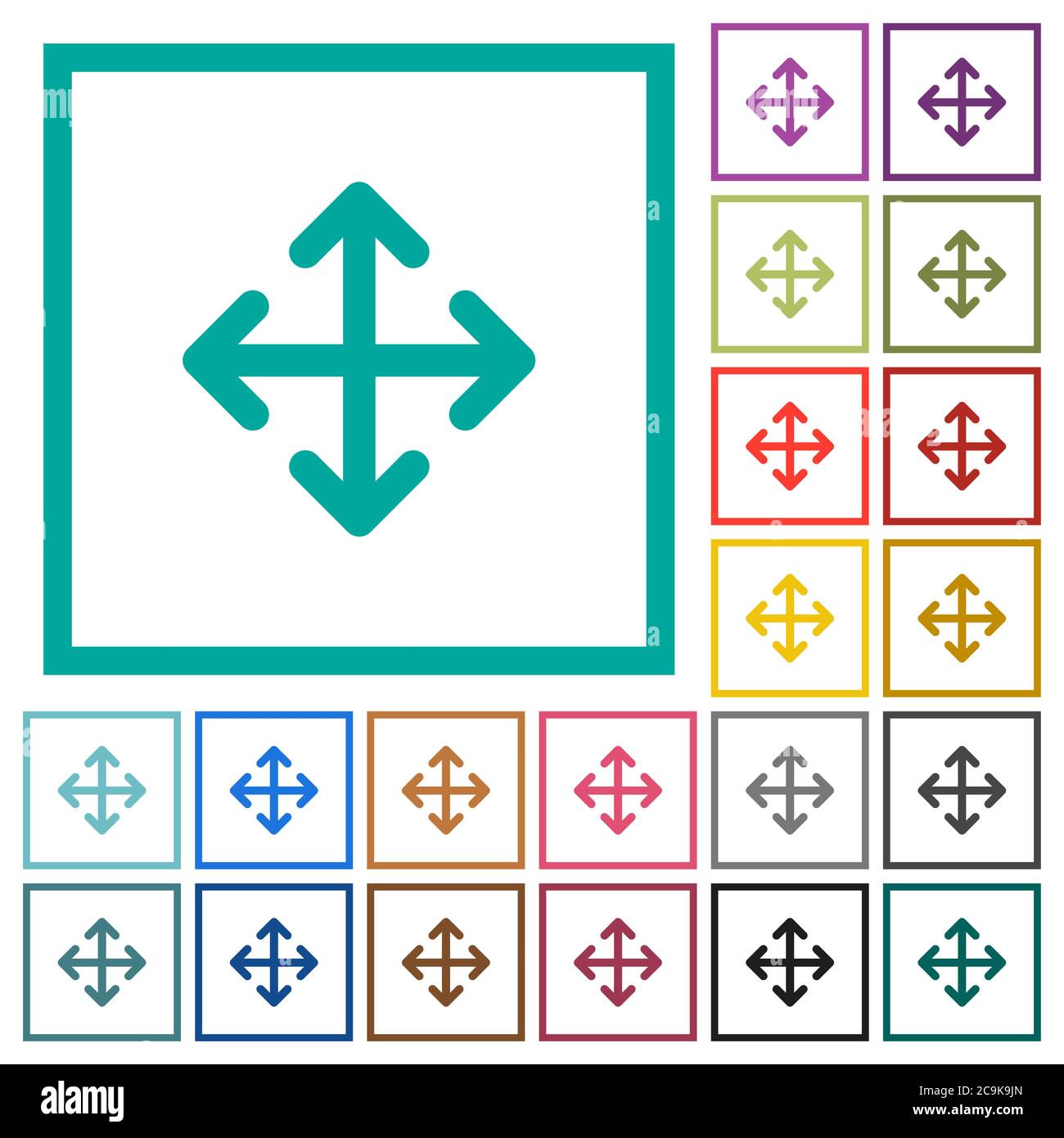 Move arrows flat color icons with quadrant frames on white background Stock Vector Image & Art ...