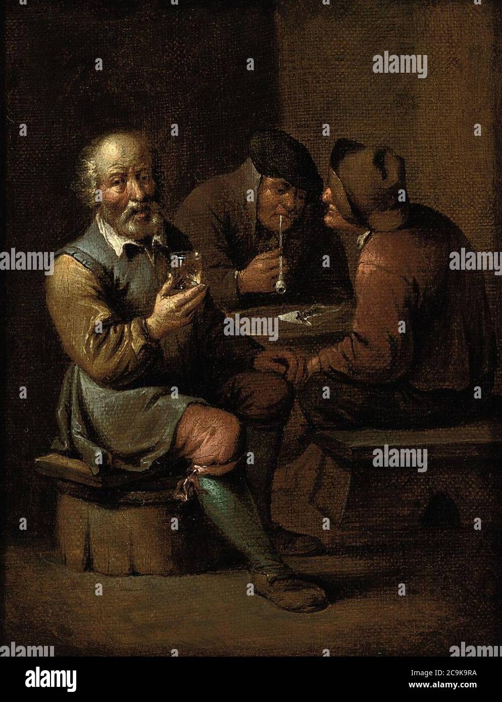 Jan Thomas van Kessel - Figures in a tavern interior drinking and ...