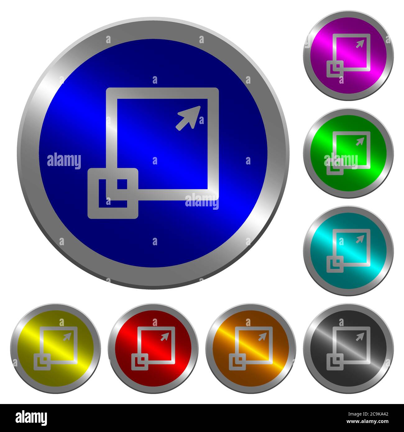 Maximize window icons on round luminous coin-like color steel buttons ...