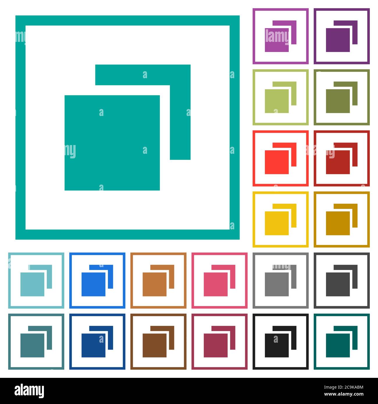 Overlapping elements flat color icons with quadrant frames on white background Stock Vector ...