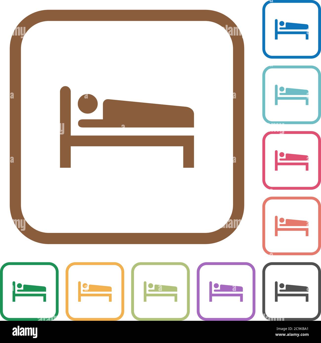 Sleeping man simple icons in color rounded square frames on white ...