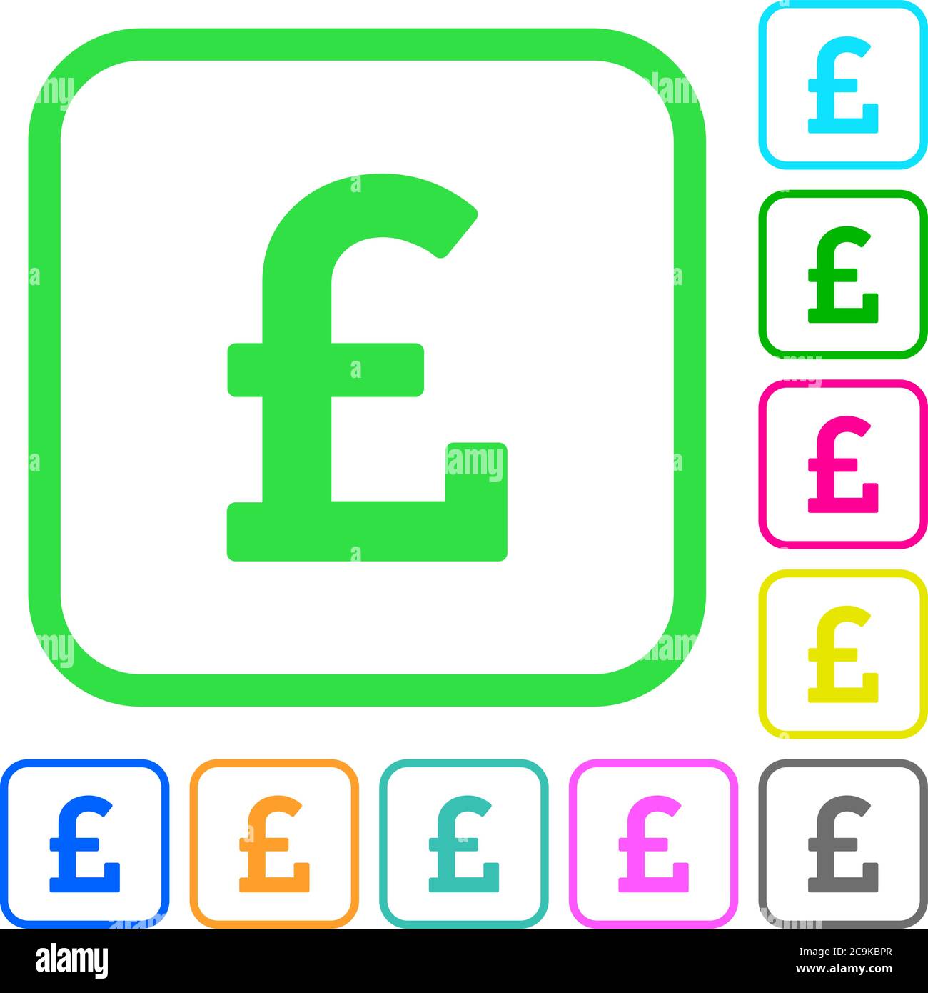 Pound sign vivid colored flat icons in curved borders on white ...