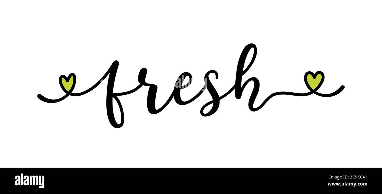 Hand sketched FRESH word as banner. Lettering for header, label, poster ...