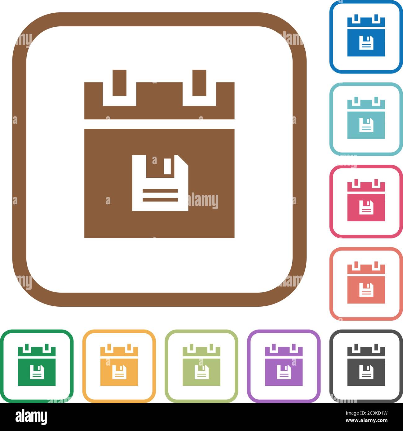 Save schedule data simple icons in color rounded square frames on white background Stock Vector ...