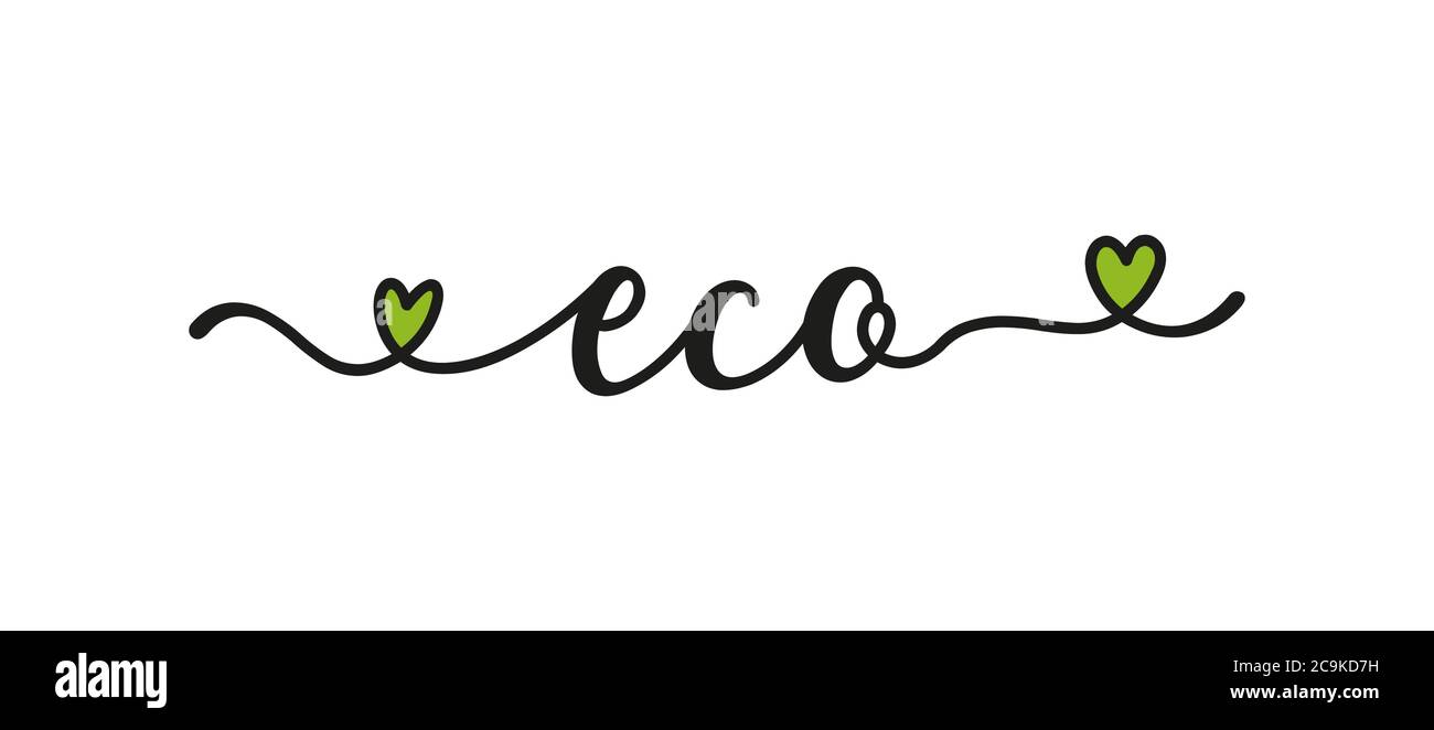 Hand sketched Eco word as banner or logo. Lettering for header, label ...