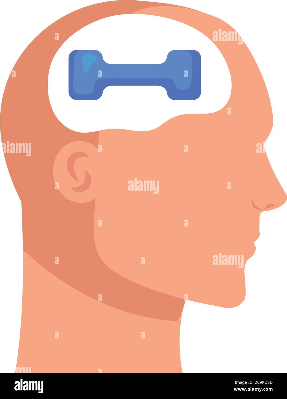 head human profile with dumbbell, on white background Stock Vector ...