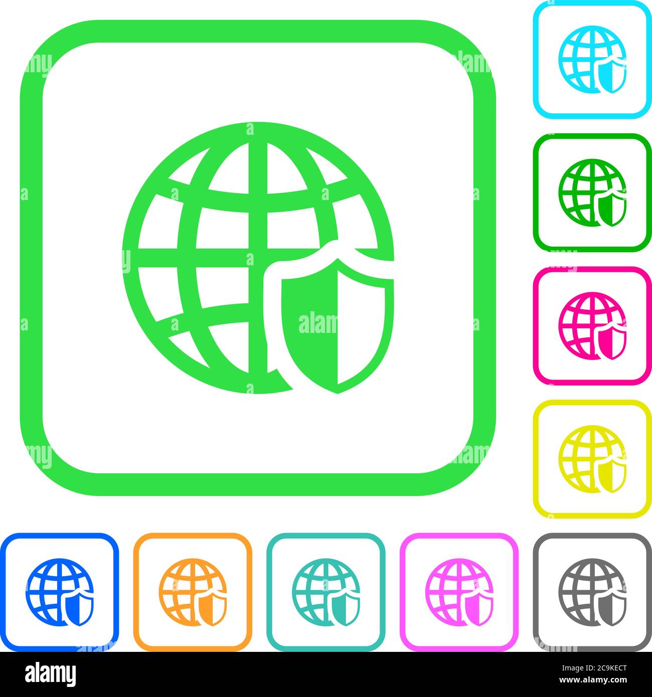 Internet security vivid colored flat icons in curved borders on white ...