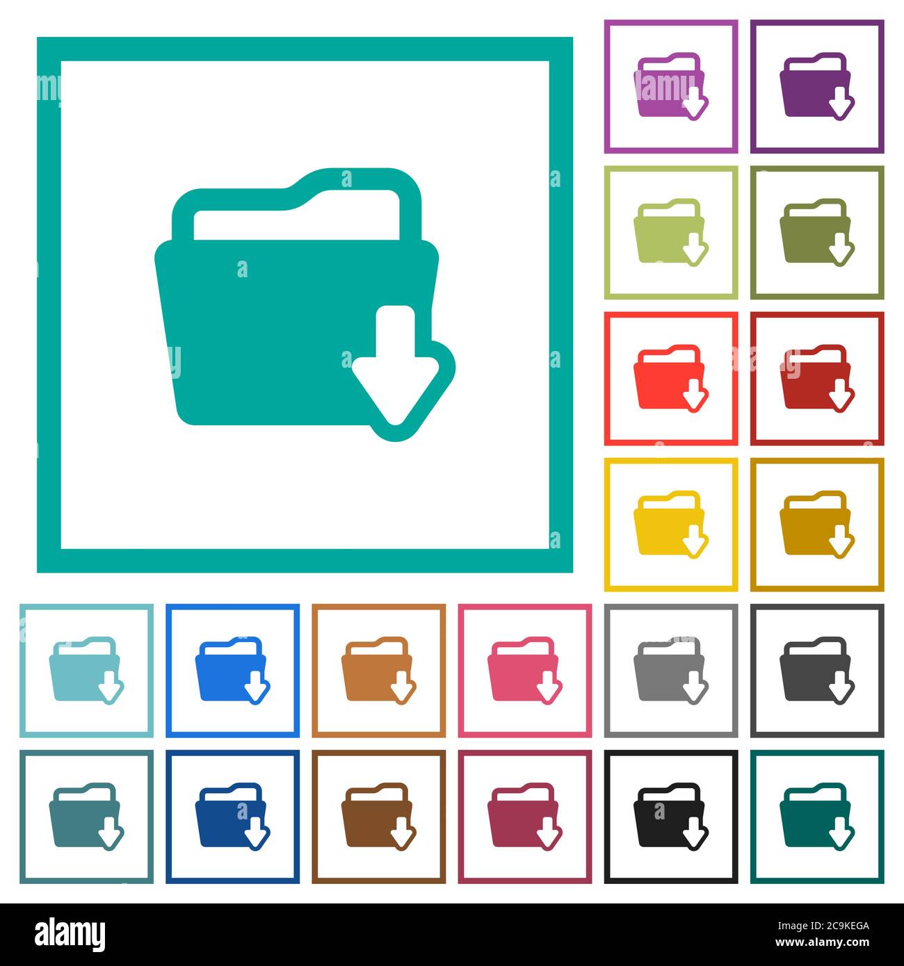 Download folder flat color icons with quadrant frames on white ...