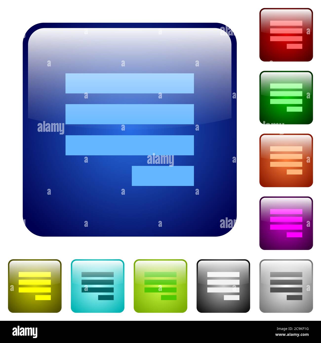 Text align justify last row right icons in rounded square color glossy ...