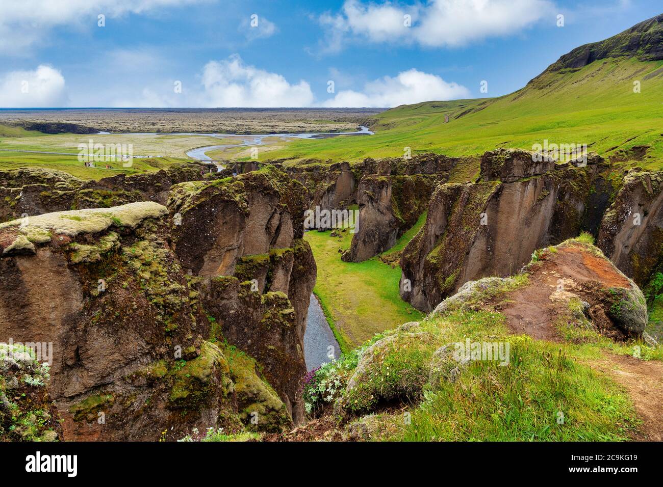 Amazing view at Fjadrargljufur Canyon is a deep canyon in the south ...