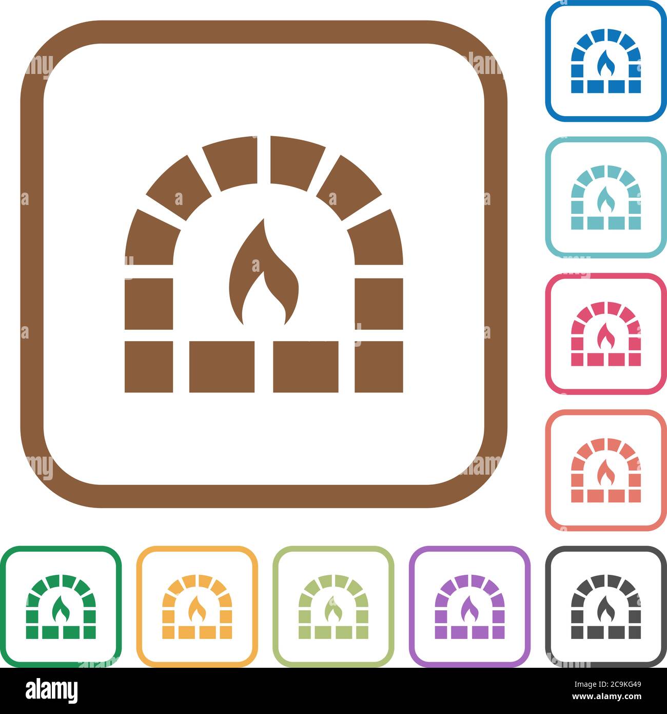 Stone oven simple icons in color rounded square frames on white background Stock Vector Image ...