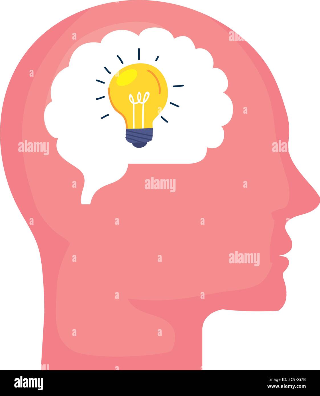 human profile with light bulb, on white background Stock Vector Image ...