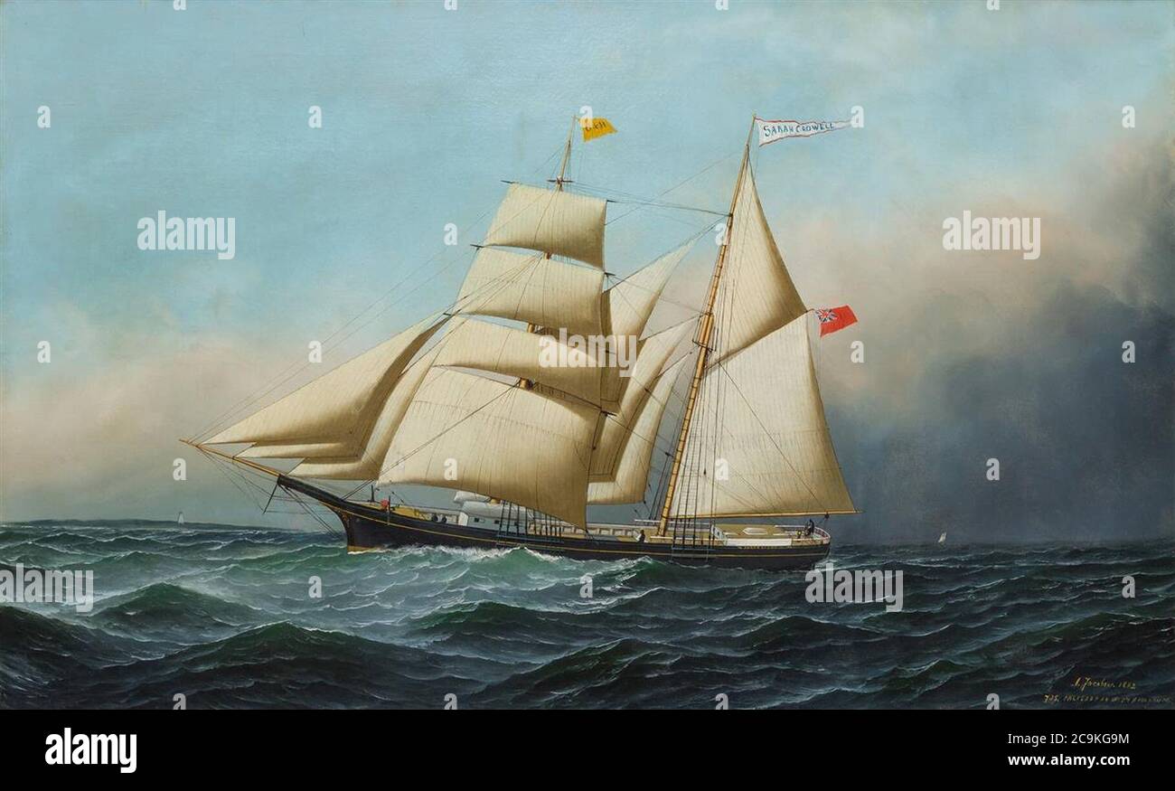 The British Hermaphrodite Brig Sarah Crowell by Antonio Jacobsen Stock ...