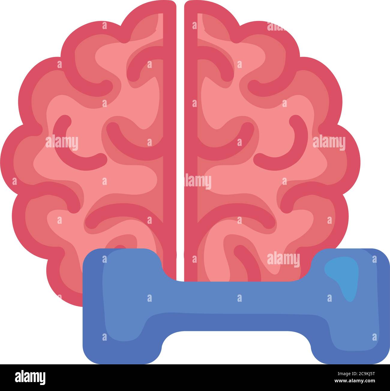 brain exercise, brain with dumbbell, on white background Stock Vector ...