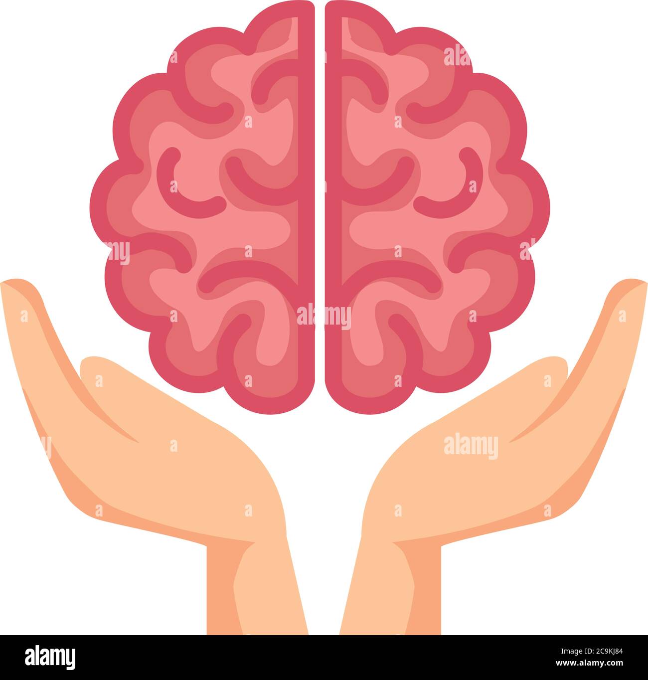 hands holding brain, symbol of mental health Stock Vector Image & Art ...