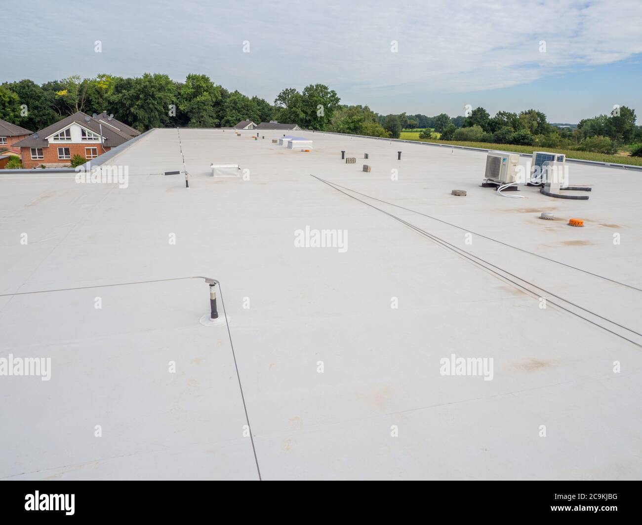 on the roof of a factory building, the lightning conductors Stock Photo ...
