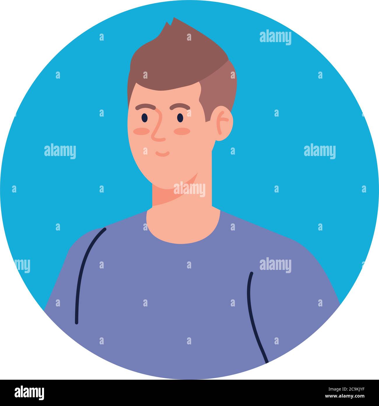 young man in frame circular, on white background Stock Vector Image ...