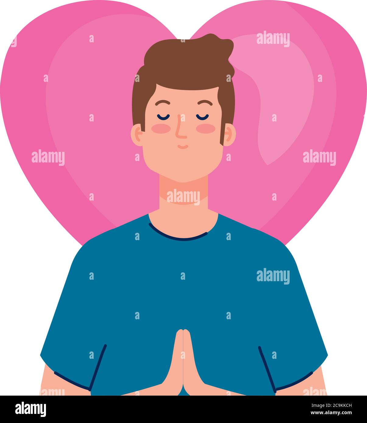 meditating man with heart on background Stock Vector Image & Art - Alamy