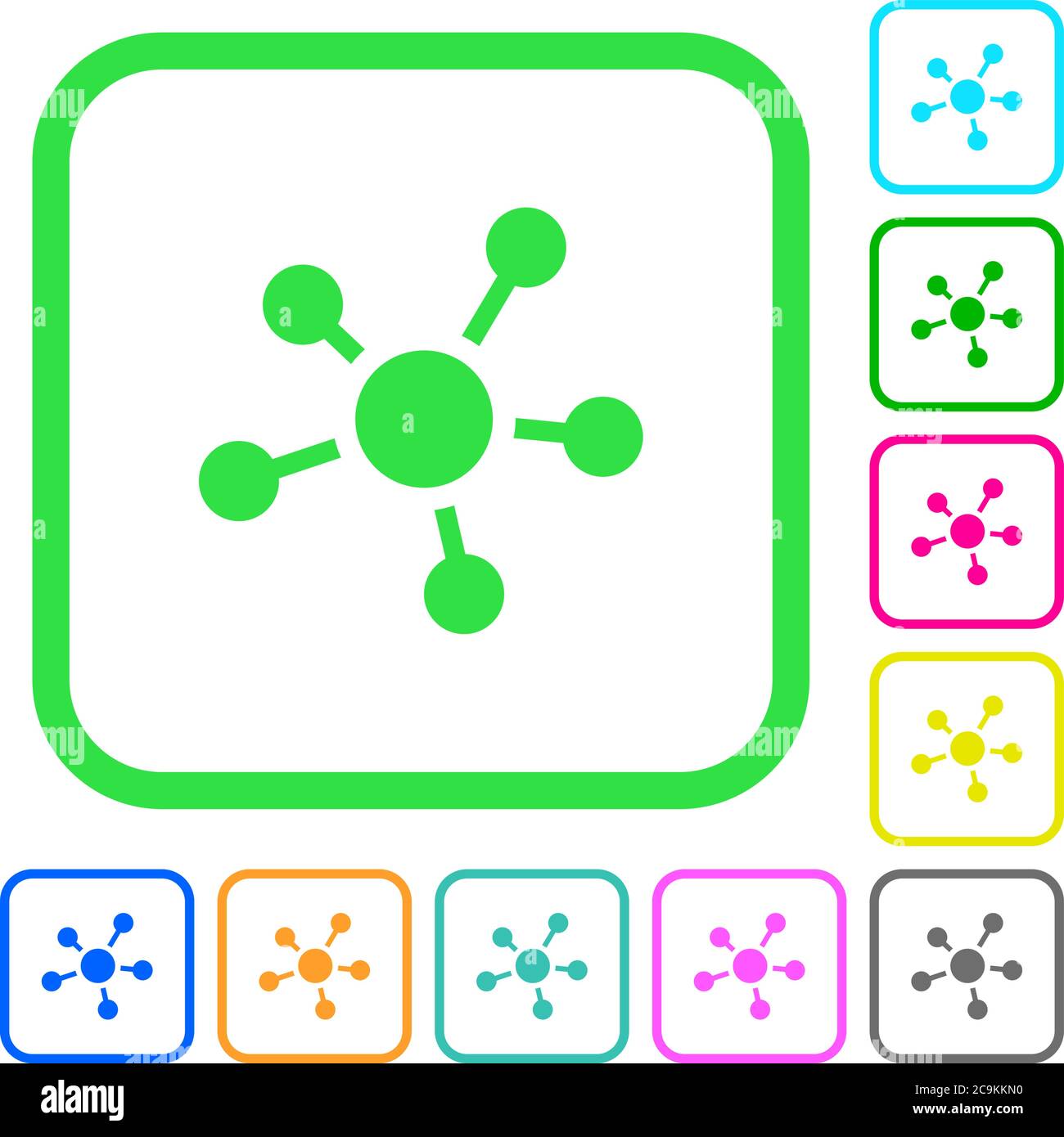 Network connections vivid colored flat icons in curved borders on white ...