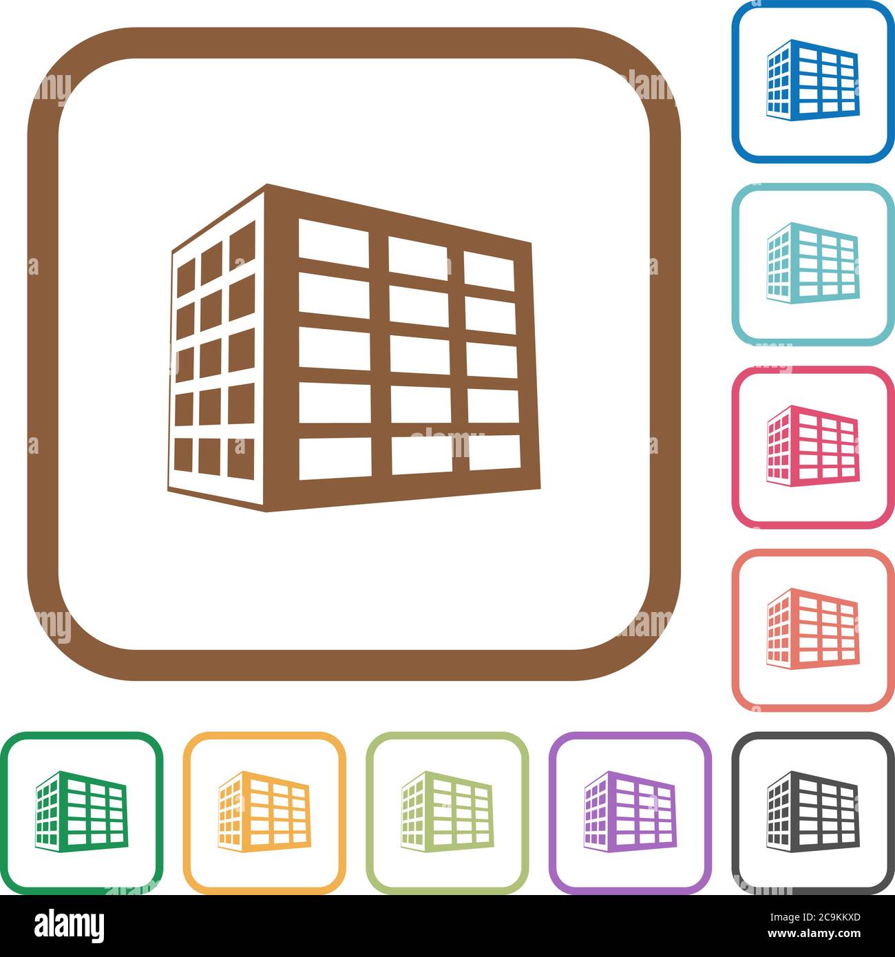 Office block simple icons in color rounded square frames on white background Stock Vector Image ...