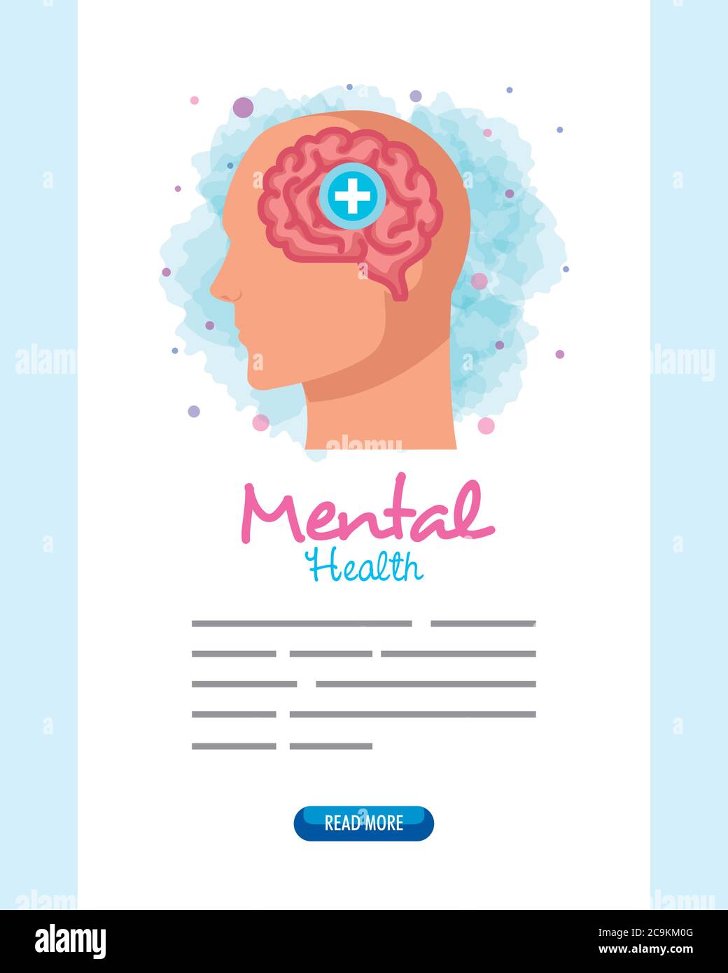 banner of mental health, and human profile with brain Stock Vector ...