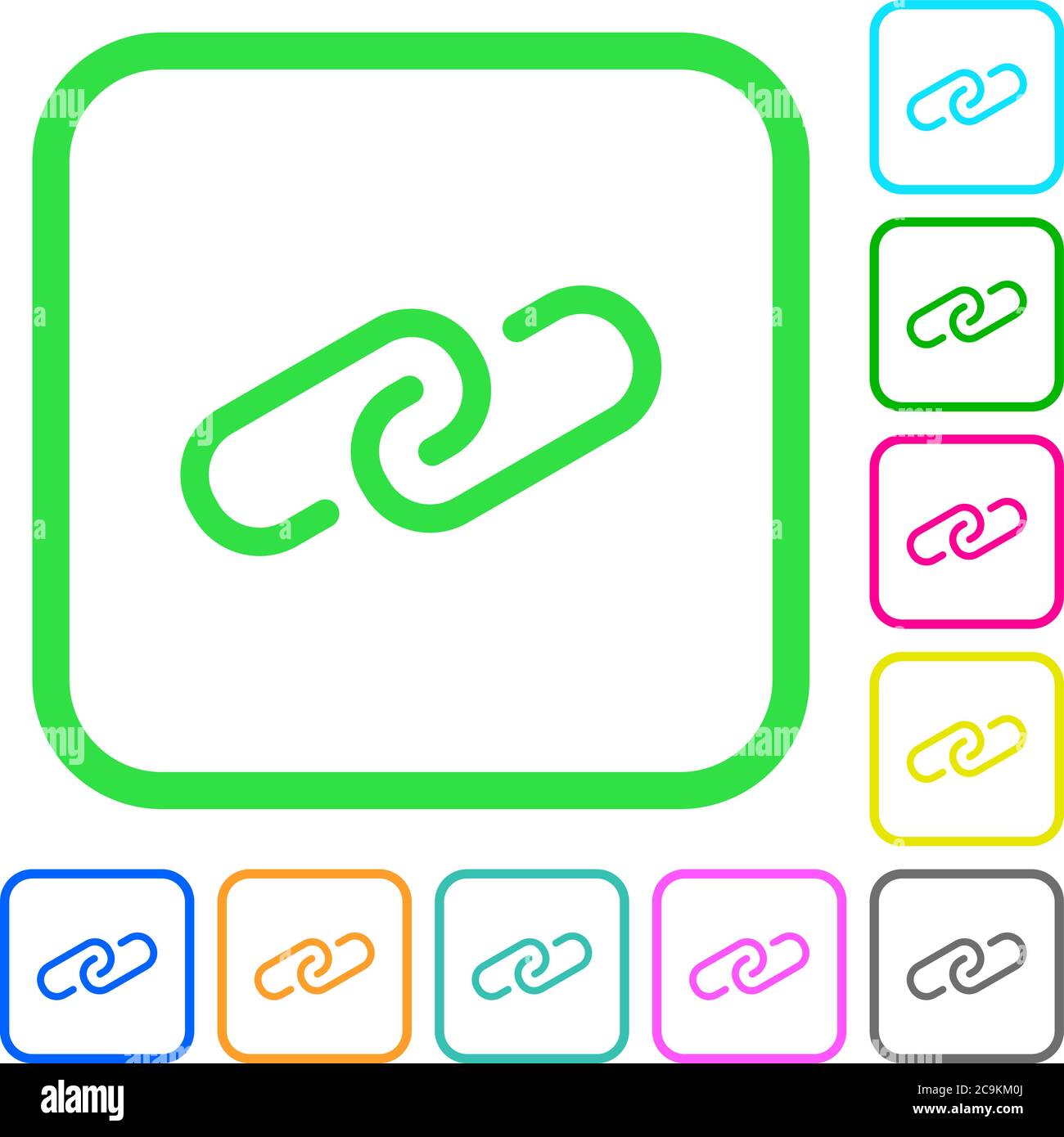 Paperclip vivid colored flat icons in curved borders on white ...