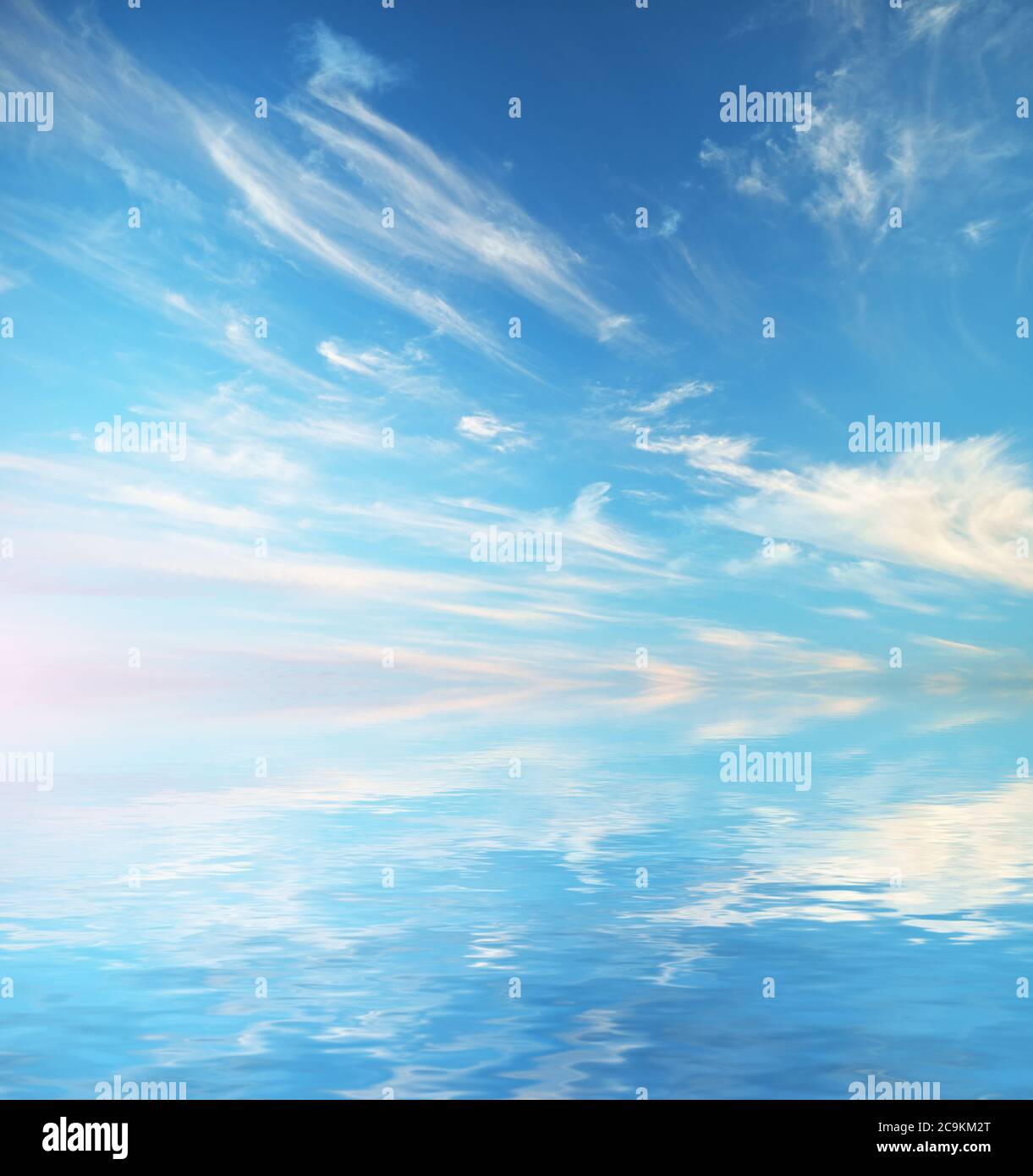 Sky background and water reflection. Element of design Stock Photo - Alamy
